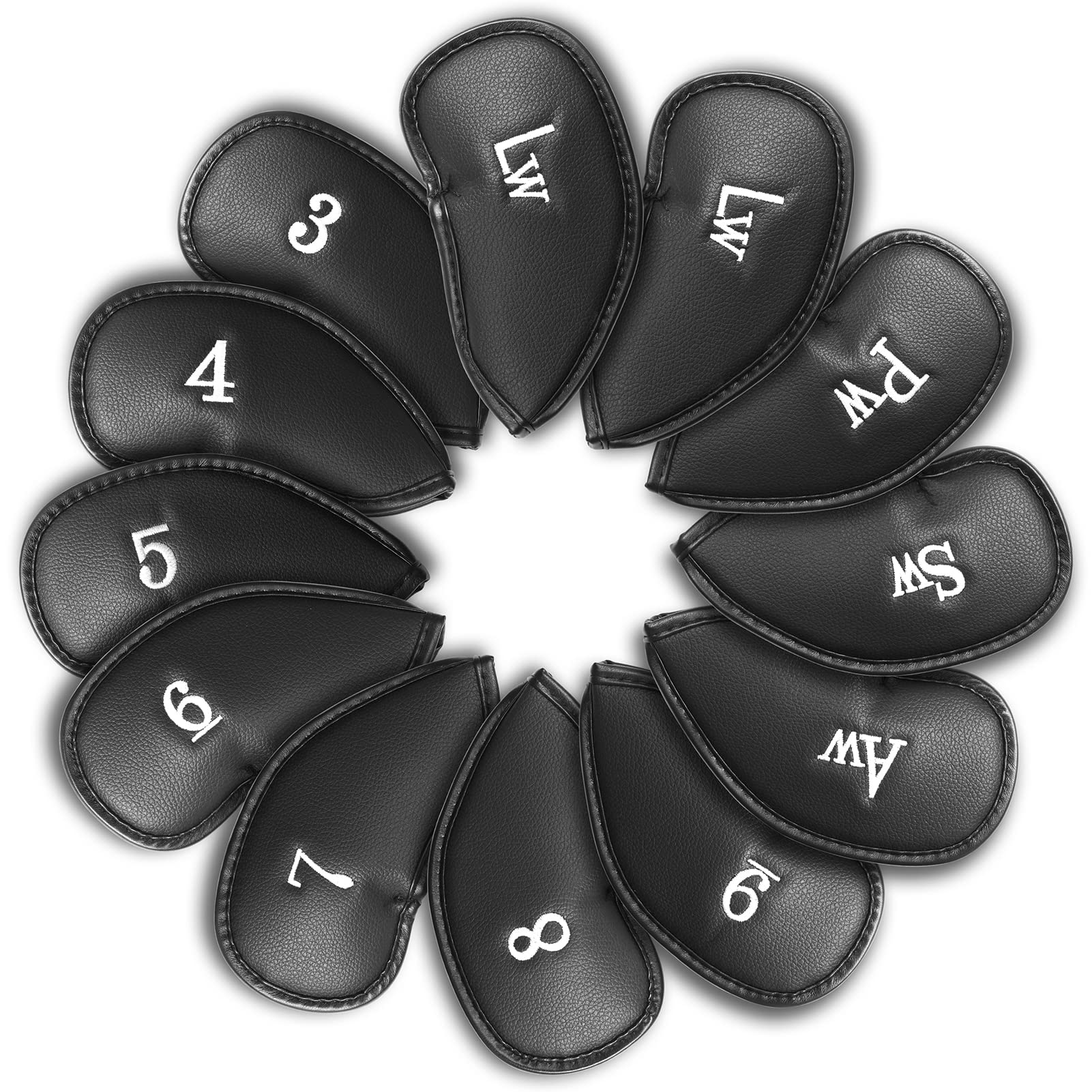 Newpal Golf 12 in 1 is Made of fine PU leather, Golf Iron Head Cover Set, Head Cover fits All Brands, Oversized and Waterproof. (leather)