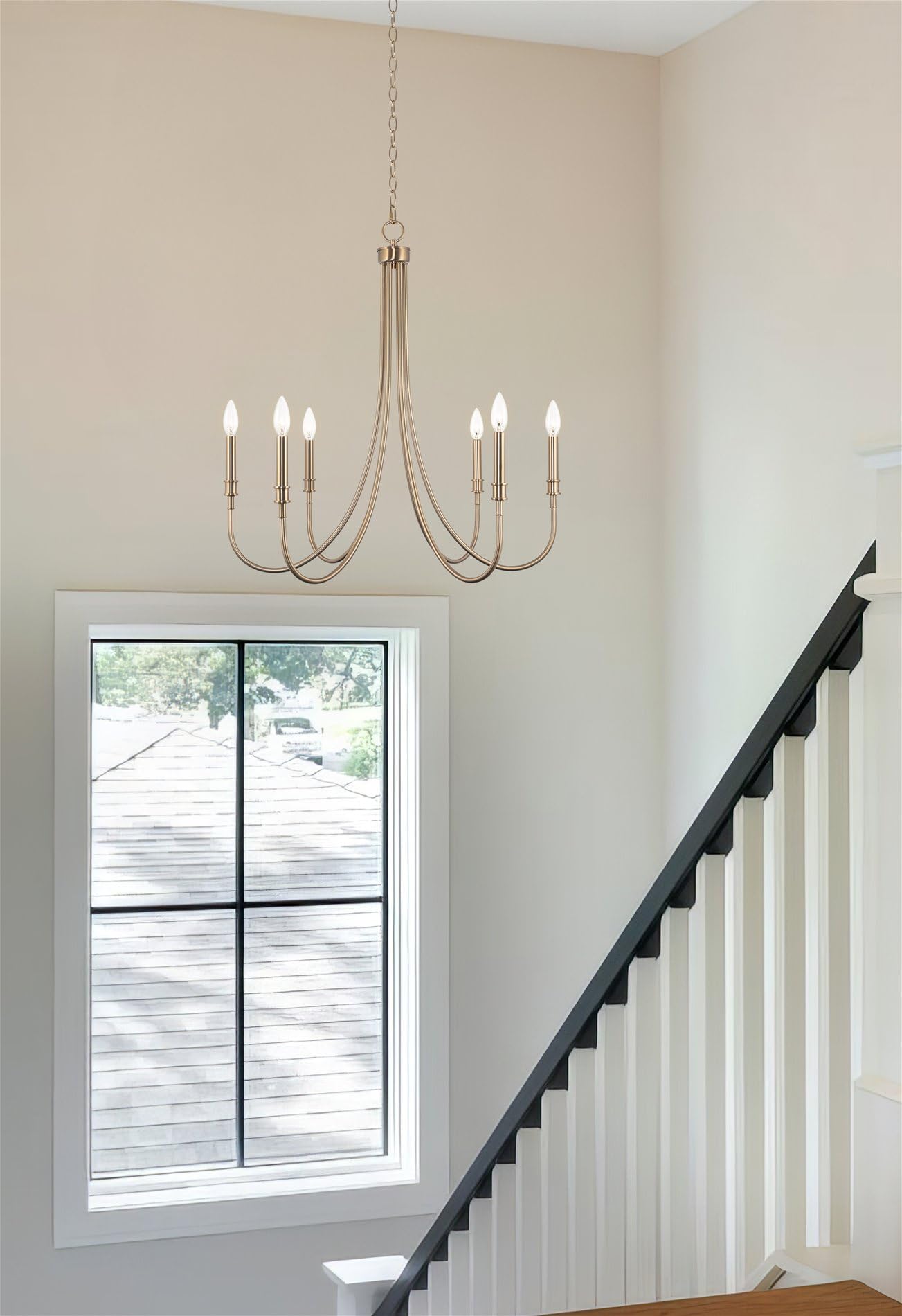 Kira Home Tuscany 30" 6-Light Modern Chandelier, Adjustable Hanging Height, Cool Brass Finish