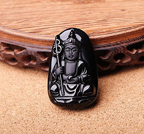 Ksitigarbha Natural Obsidian Amulet Pendants