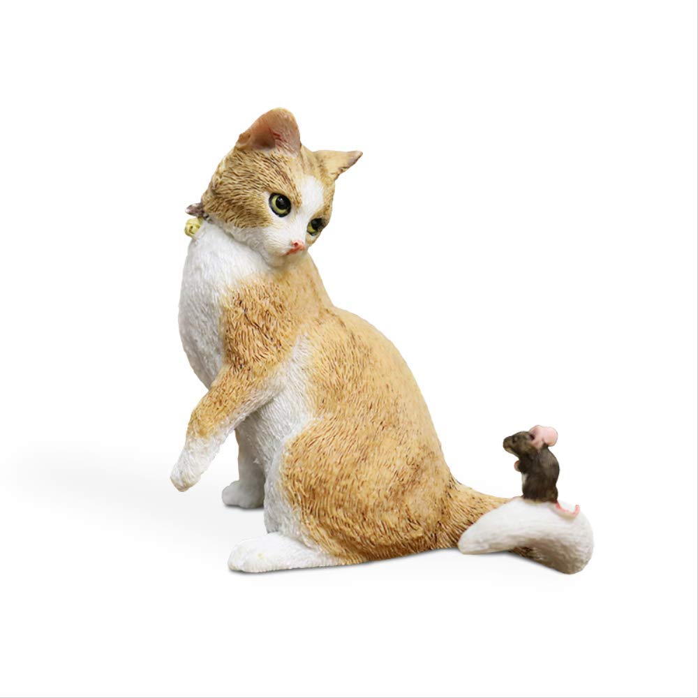 LEYAR Home Decoration Statue Figurines Ornament Garden Statue,Tiger Spotted Art Sculpture Simulated Cat Figurine Cat and Mouse Ornaments Resin Crafts