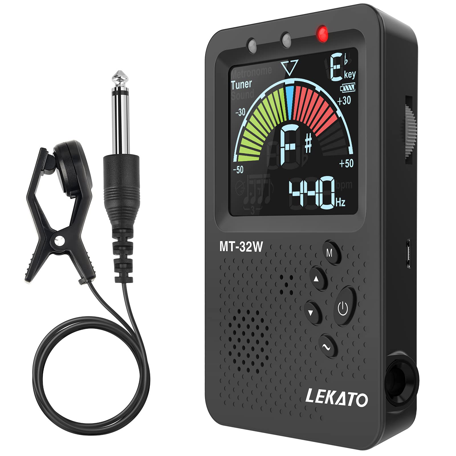 Metronome Tuner, Rechargeable 3 In 1 Digital Metronome with Vocal Count, Tone Generator Tuners for Guitar, Bass, Violin, Ukulele, Chromatic, Clarinet, Trumpet, Flute, All Instruments, Black by LEKATO