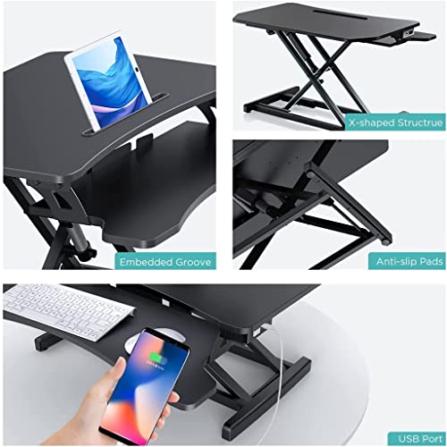 NAHDU Standing Desk Sit Converter Stand-up Lifting Worktable Computer Desk Converter Folding Table Adjustable Height (Color : D, Size : US)