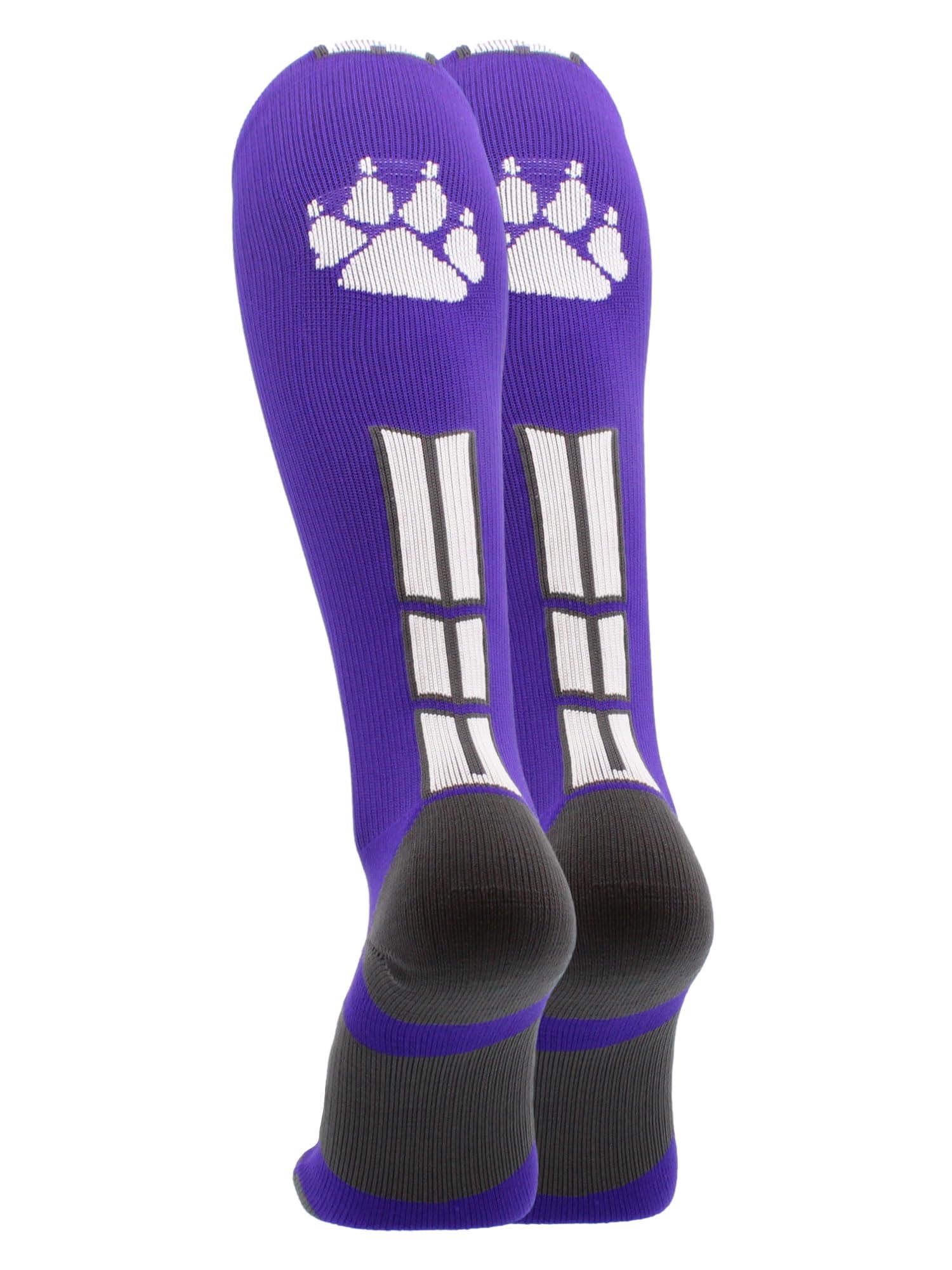 MadSportsStuff Wild Paw Over the Calf Socks (Purple/White/Graphite, Small)