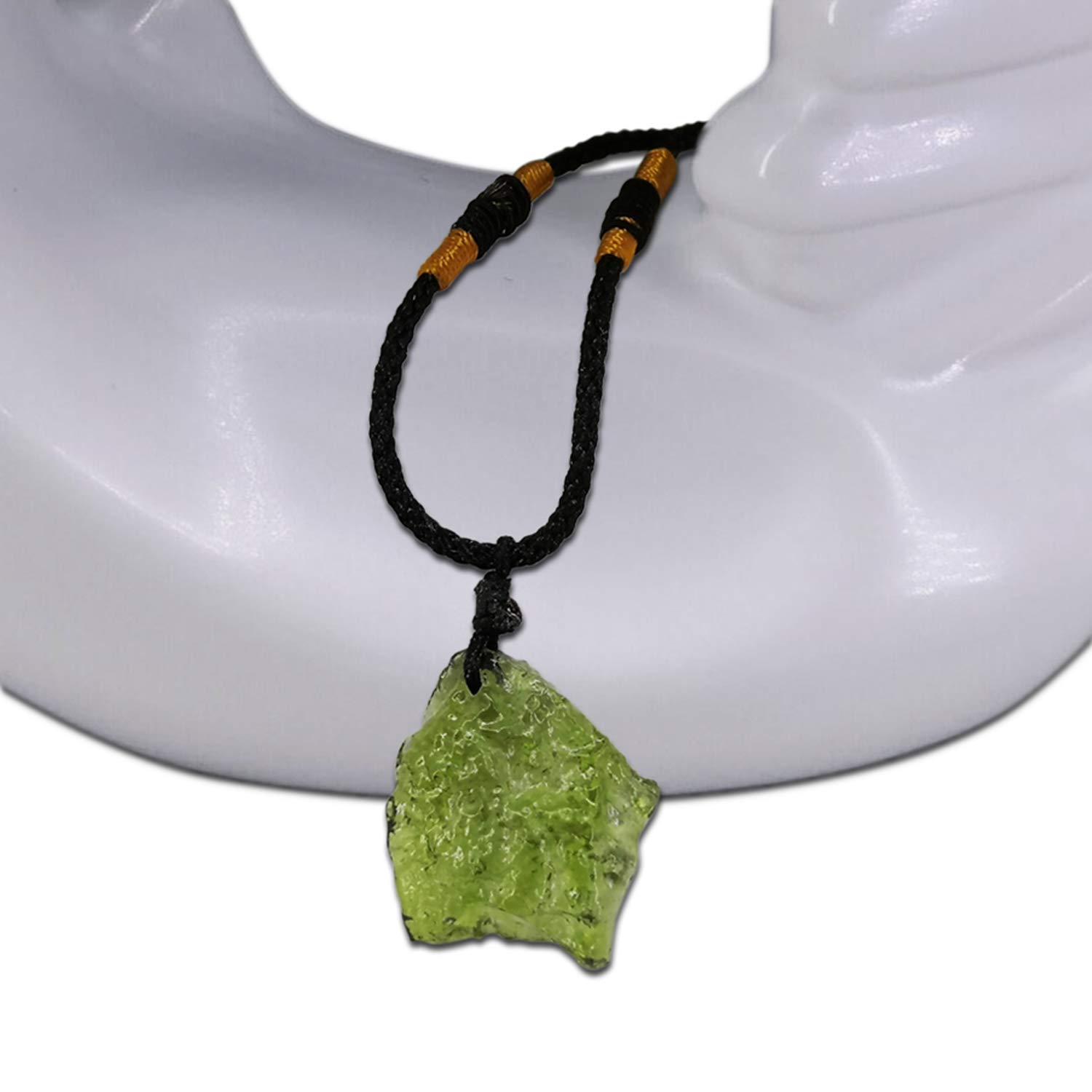 Moldavite Crystal Necklace for Men Women, Handmade Irregular Stone Pendant Crystal Energy Stone