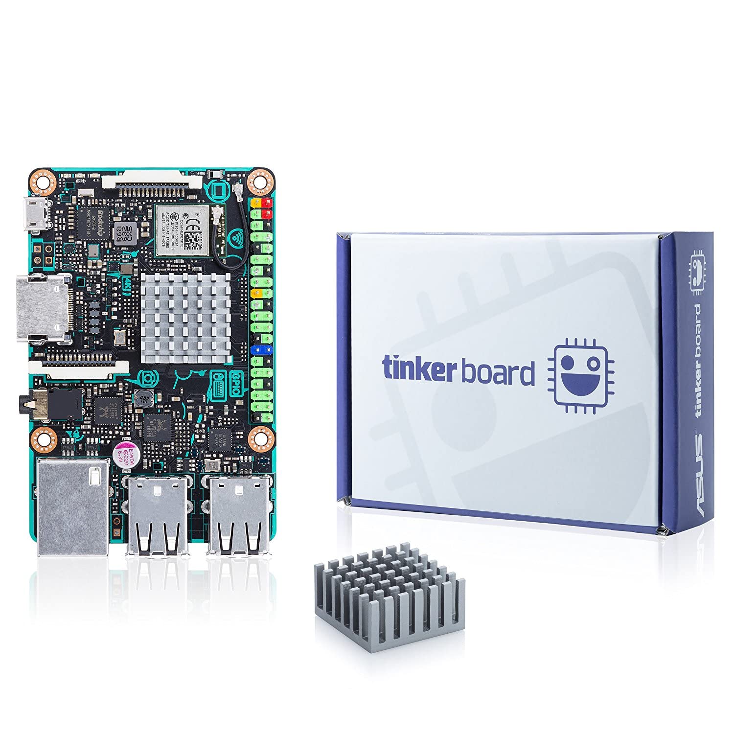 Tinker board RK3288 SoC 1.8GHz Quad Core CPU Single Board Computer Onboard ARM Mali-T764 GPU 2GB RAM DDR3 Motherboard with BT Wifi HDMI USB Ports for IOT Edge Computing Support Android Debian