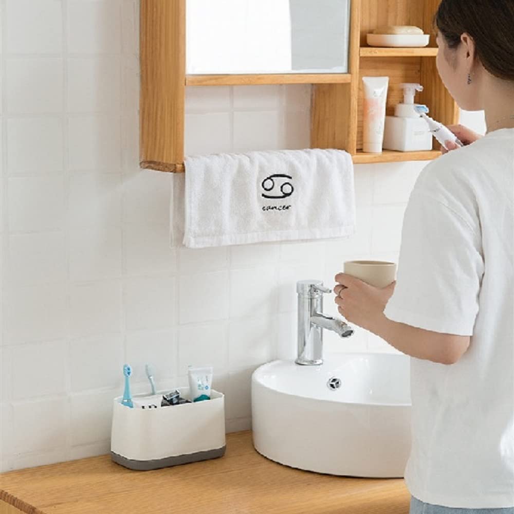 SZYB Compartment Large-Capacity Toothbrush Holder, Bottom Opening to Filter Moisture, Drying Detachable and Easy-to-Clean Storage Box, Dental Floss Organizer, Black
