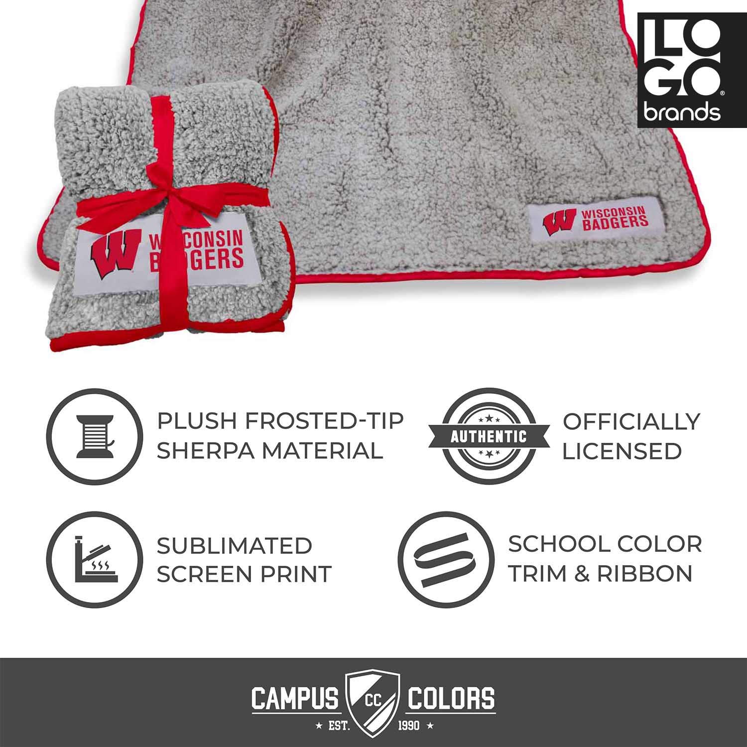 Logo Frosty Fleece 60 X 50 Blanket (Wisconsin Badgers - Multicolor)