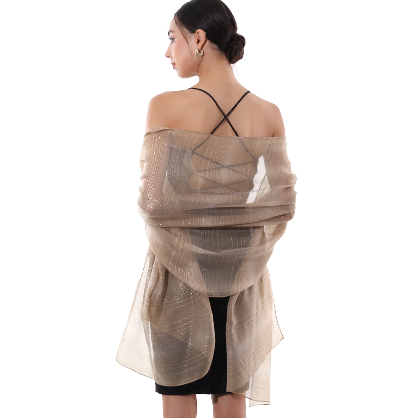 RIIQIICHY Womens Scarf Camel Pashmina Shawls and Wraps for Evening dresses Sheer Shawl for Weddings