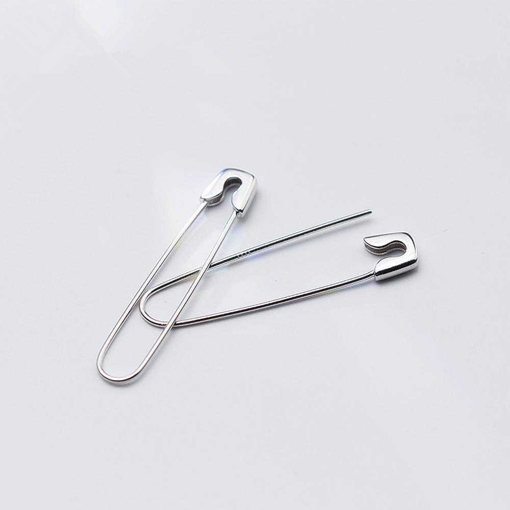 Minimalist Safety Pin Cartilage Sterling Silver Big Hoop Earrings for Women Girls Elegant Dangle Drop 37mm