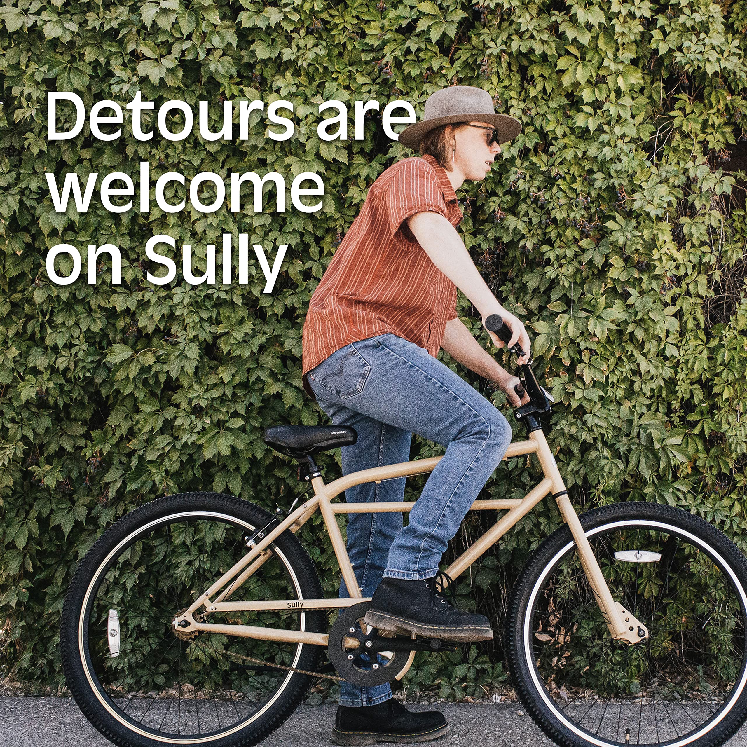Retrospec Sully Klunker High-Tensile Steel Frame Beach Cruiser Bicycle Single Speed Bike with BMX Threadless Steering, Wide Tires and Tuck n’ Roll Saddle, Desert Sand 26"