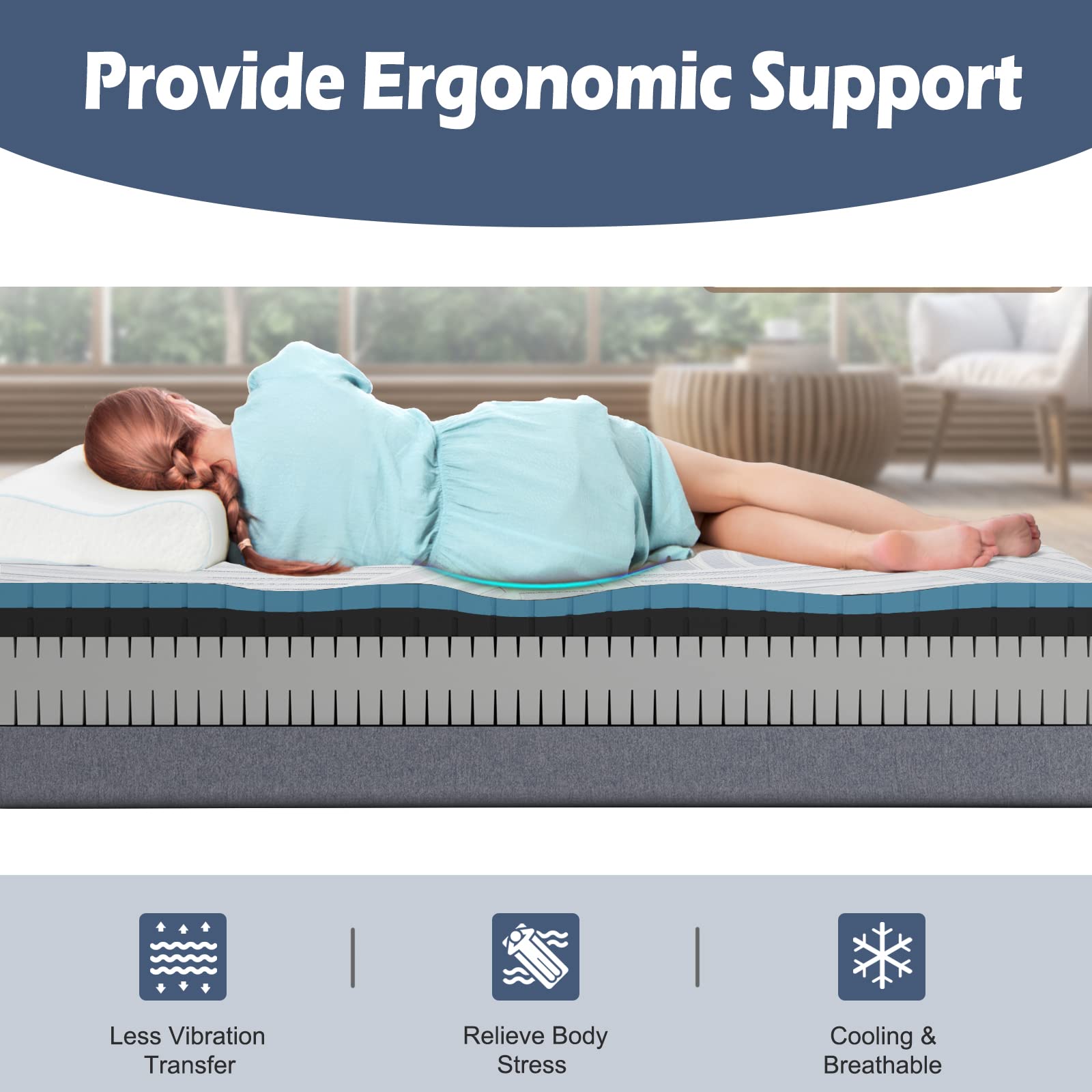 KOMFOTT 10 Inch Adjustable Bed Mattress Twin XL, 3D Transformable Cutting Mattress with Copper Gel Infused Air Memory Foam & Bamboo Charcoal Memory Foam, Mattress in a Box with CertiPUR-US Certified