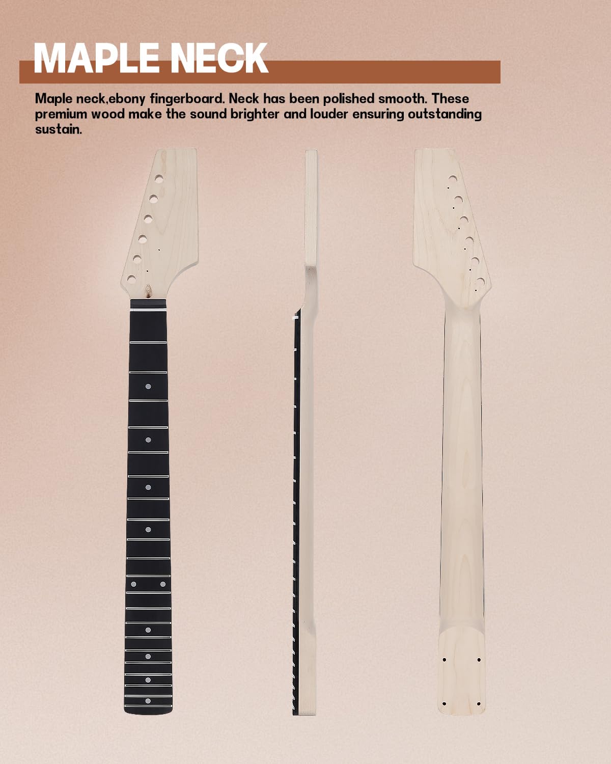 Leo Jaymz DIY ST Style Electric Guitar Kits with Mahogany Body and Maple Neck - Ebony Fingerboard and All Components Included (ST)