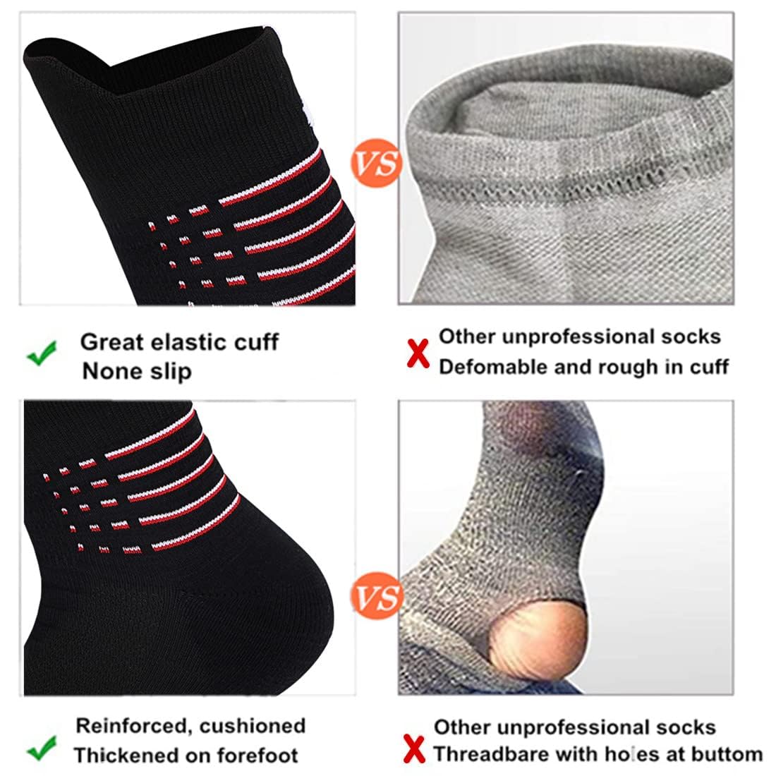 Seiciviy Athletic Socks For Men Compression Socks Ankle Mens Running Workout Size 6-14 Cycling Outdoor Sports Crew Socks