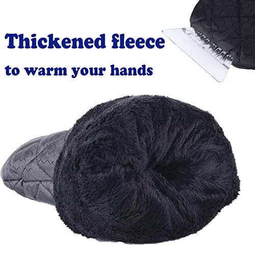ZARSIO Ice Scraper with Glove Waterproof Car Scraper Mitt Thick Warm Snow Remover Glove Car Window Frost Removal Brush Tool for Car Windshield