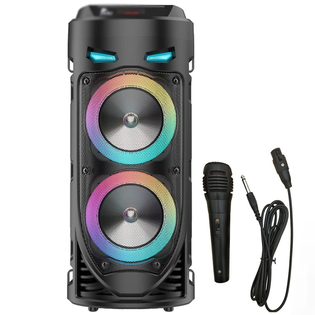 ZSEDP Speakers Party 30w Portable Big Power Stereo Subwoofer Outdoor Speakers with Microphone and Remote Control