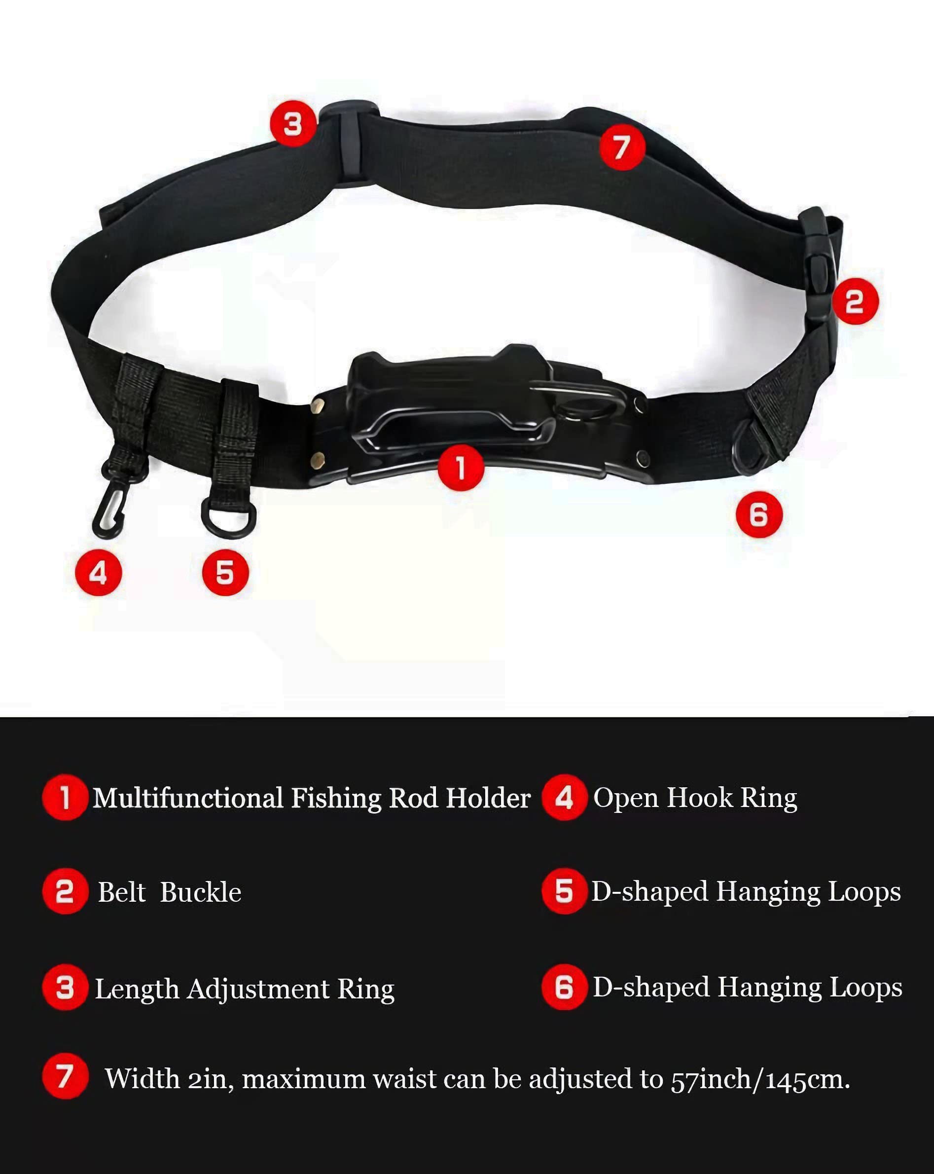RILEYSON Fly Rod Holder,3rd Hand Belt,Fishing Wading Belt,Fishing Belts Outdoor Lure Fishing Essential Tool with 25pcs Soft Lures, Black