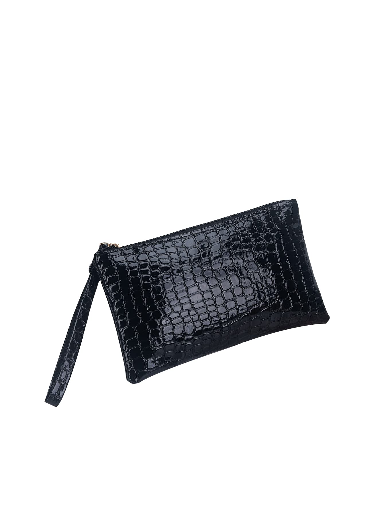 SHENHE Women's PU Leather Crocodile Embossed Long Clutch Wristlet Wallet Purse Black One Size