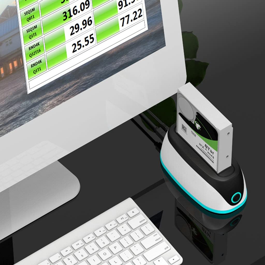 ZSEDP USB 3.0 HDD SSD Station 16TB 2.5 3.5 Inch SATA Hard Drive Disk Dock Adapter Base with RGB Lamp