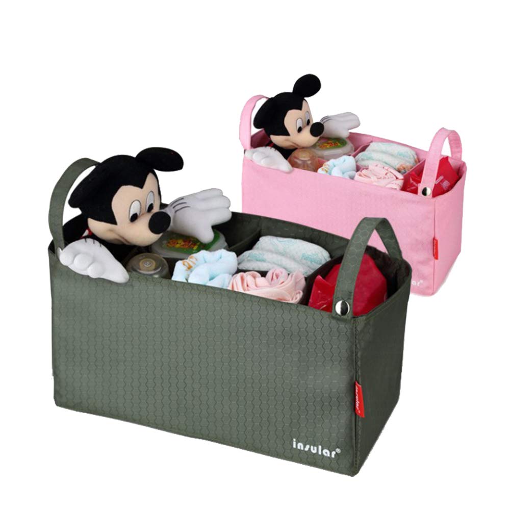 LTDH Stroller Organizer Bag Waterproof Insert Bag Universal Stroller Storage Bag For Baby Accessory Organizer With 7 Partition (Pink)