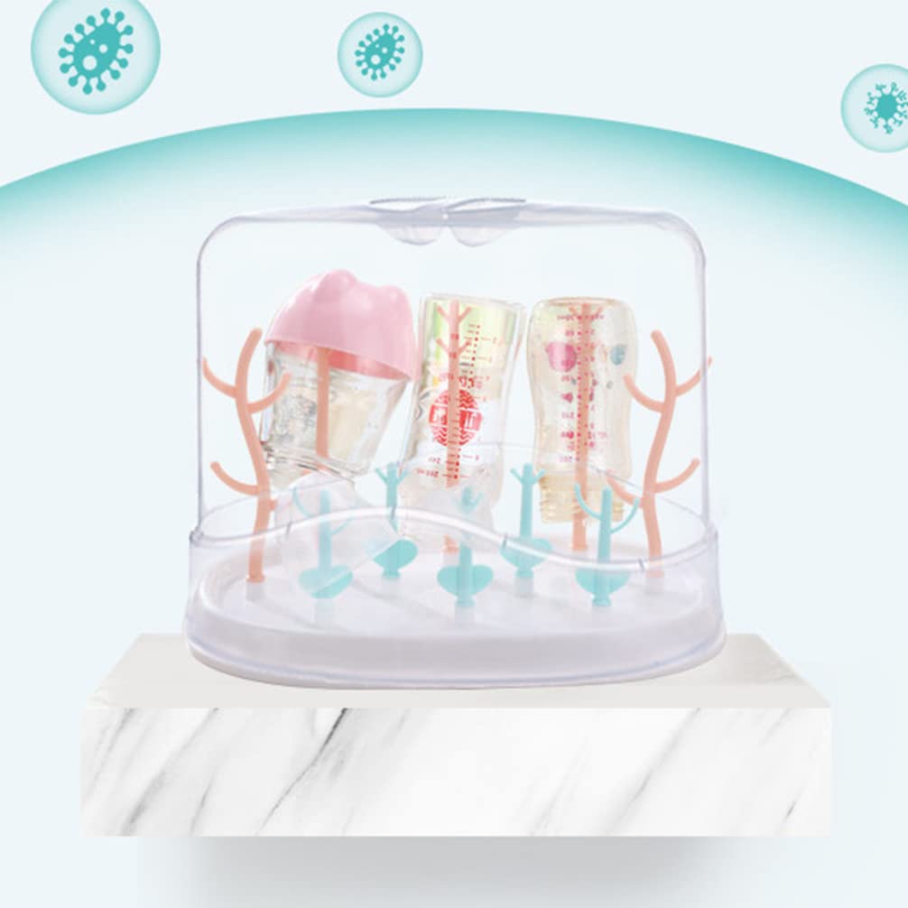 Toddmomy Baby Bottle Drying Rack with Lid Cover Baby Bottle Storage Box Sippy Cup Drying Holder Bottle Nipples Accessories Space Saver Kitchen Cabinet Organizer
