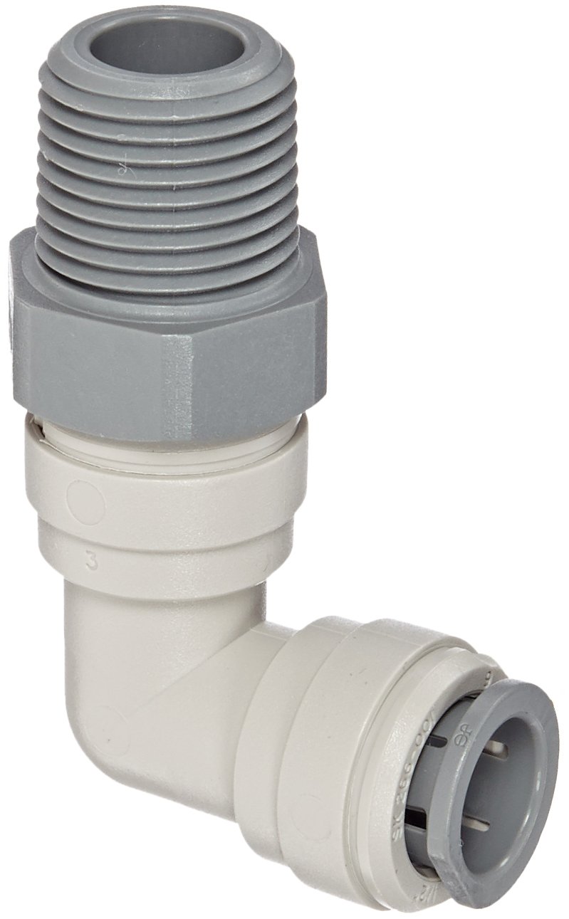 John Guest Acetal Copolymer Tube Fitting, Swivel Elbow, 1/2" Tube OD x 1/2" NPTF Male (Pack of 10)