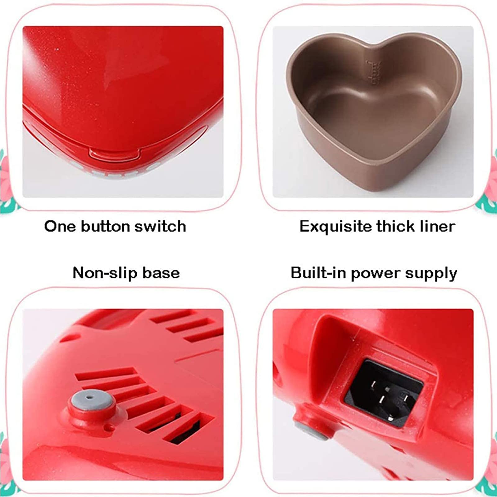 KHXJYC Peach Heart-Shaped Rice Cooker, Steamer with Household Insulation Function (1.8L), Non-Stick Pot, Constant Temperature Insulation, 300W Rice Cooker,#1