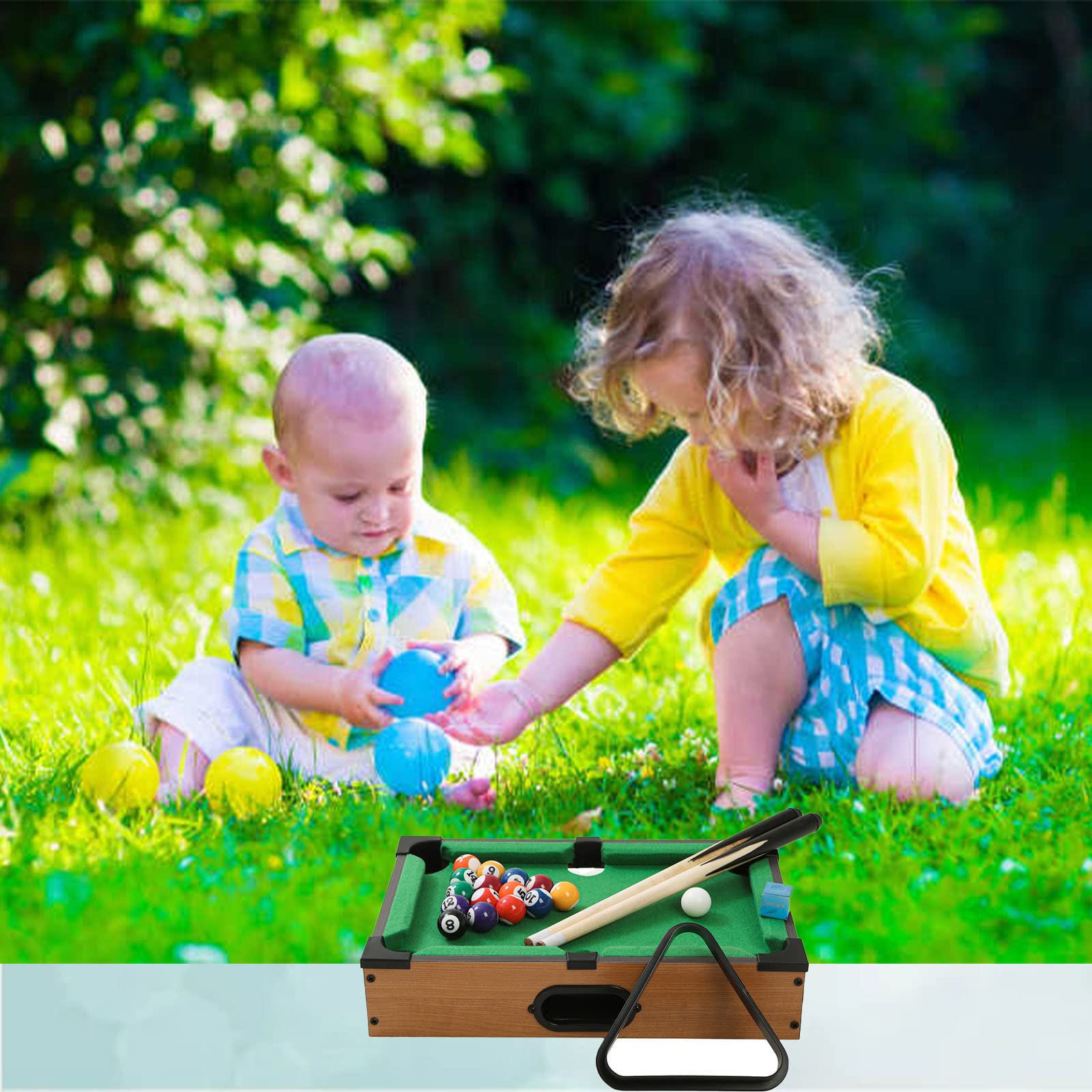 Shevshavan 14(inch) Mini Pool Table for Kids Mini Billiards Table-top Game Small Pool Tables Fun for Family Birthday Gifts for Kids