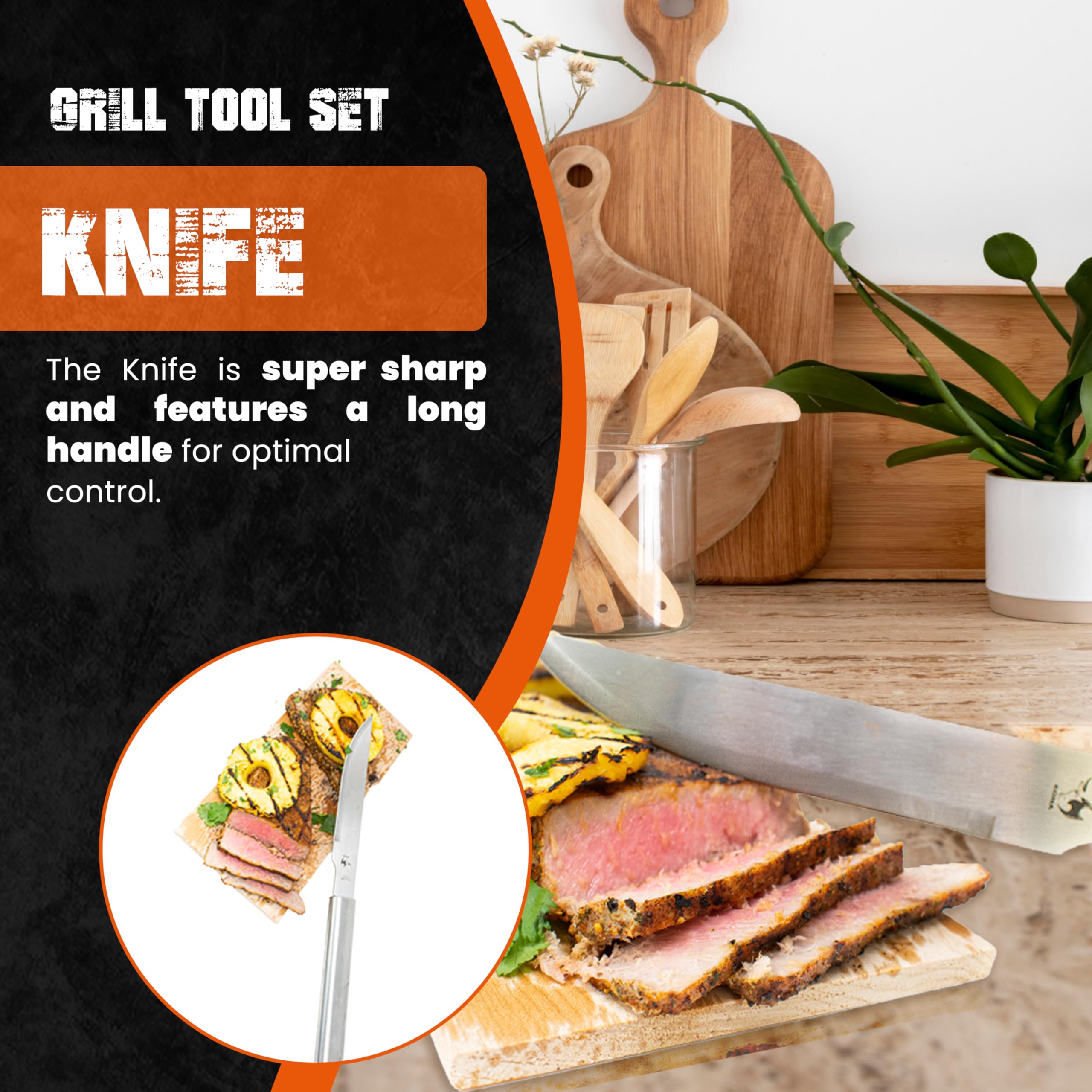 Kona Ultimate BBQ Grill Accessories Kit - All-in-One Outdoor Grilling Tools Set - Premium 18" Grill Tools & BBQ Utensils - Perfect Grill Set for BBQ Enthusiasts includes Instant Read Meat Thermometer