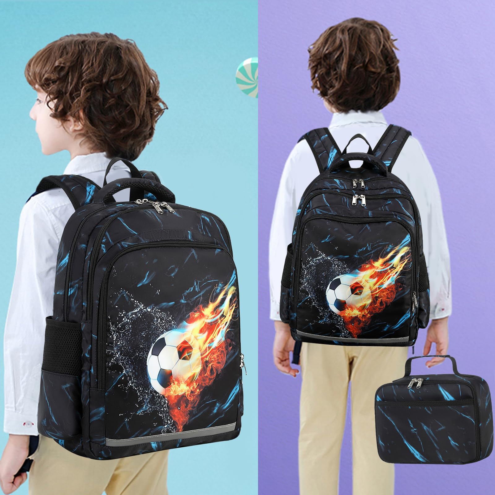 LEDAOU Kids School Backpack with Lunch Box for Girls Bookbag School Bag Preschool Kindergarten Toddler Backpack Tie Dye (Rainbow A)