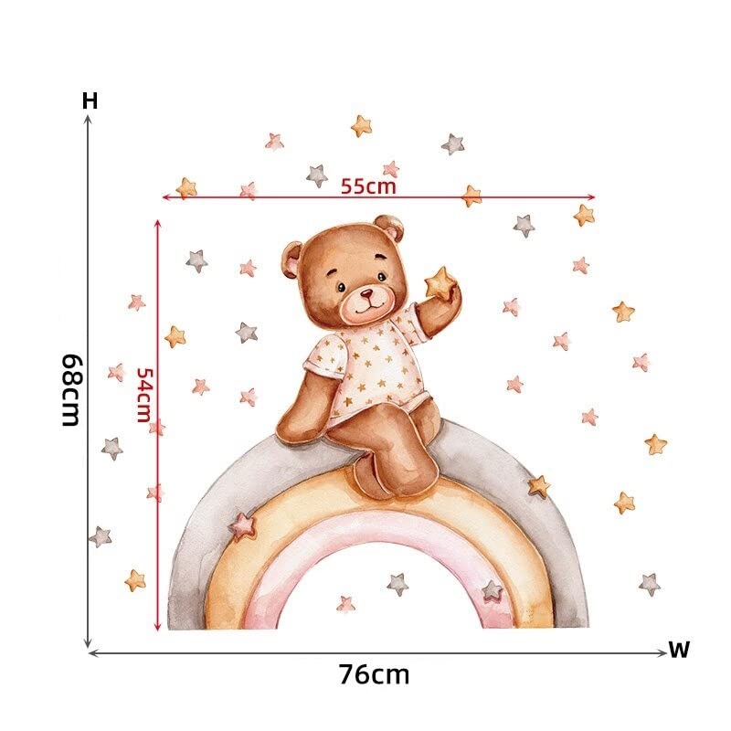 Teddy Bear Wall Sticker Peel and Stick Vinyl Decal for Kids Room Nursery Home Decor (Teddy with Balloons1)