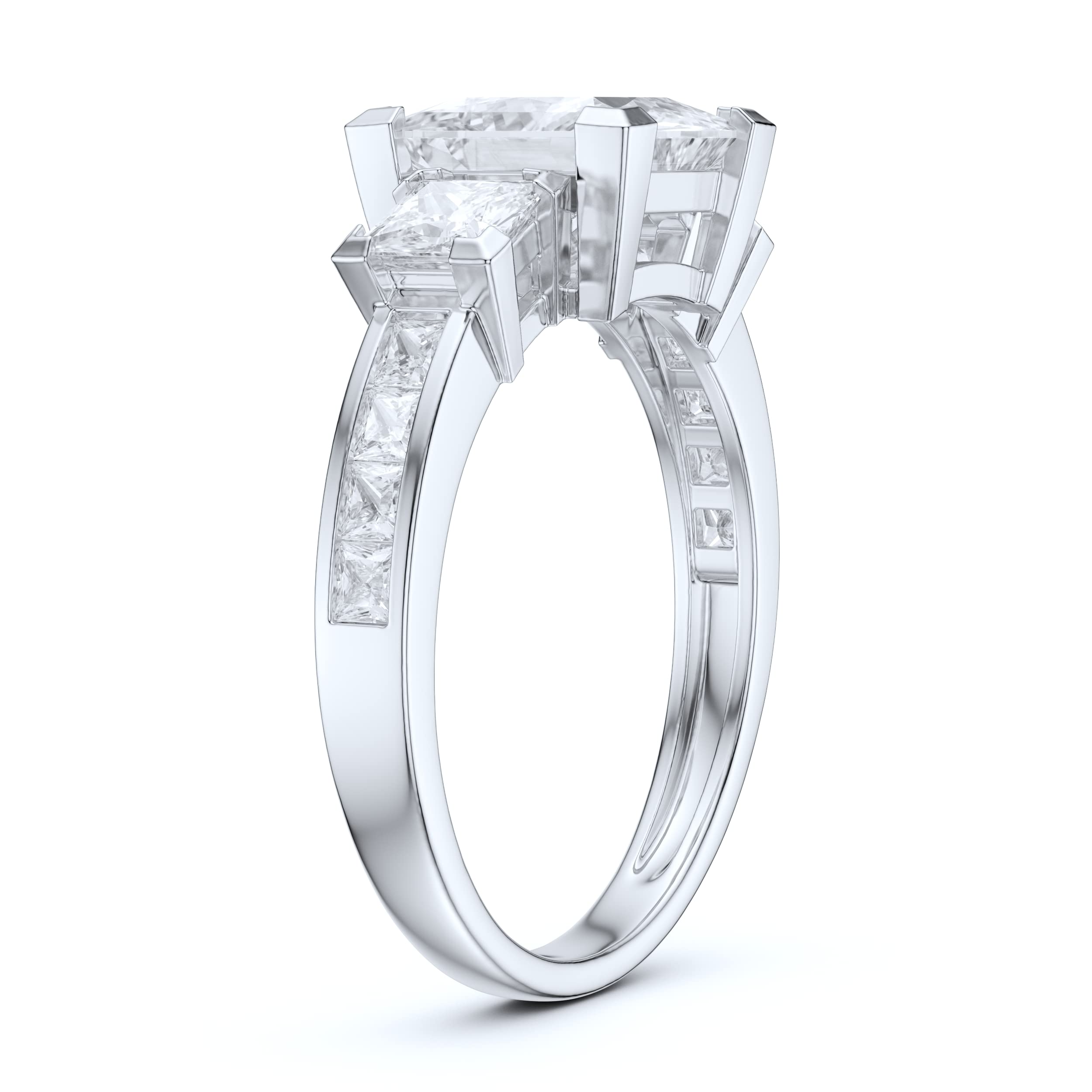 PRSTANI 10K White Gold Three Stones All Princess Cut Simulated Diamond Engagement Ring 2CT Main Stone (10)