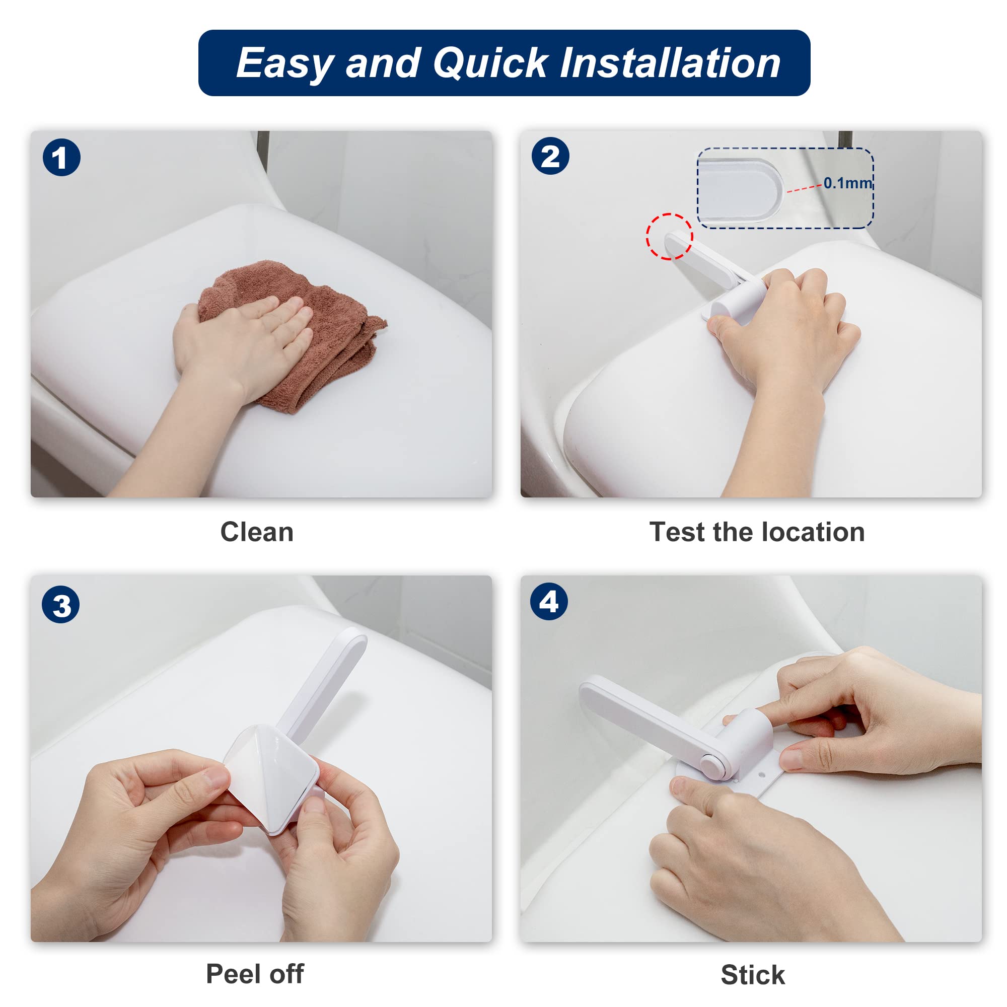 Toilet locks baby proof (2 Pack)- Ideal Baby Proof Toilet Seat Lock with Adhesive Easy installation, No Tools Needed Fits most Toilet Seats - White and Black
