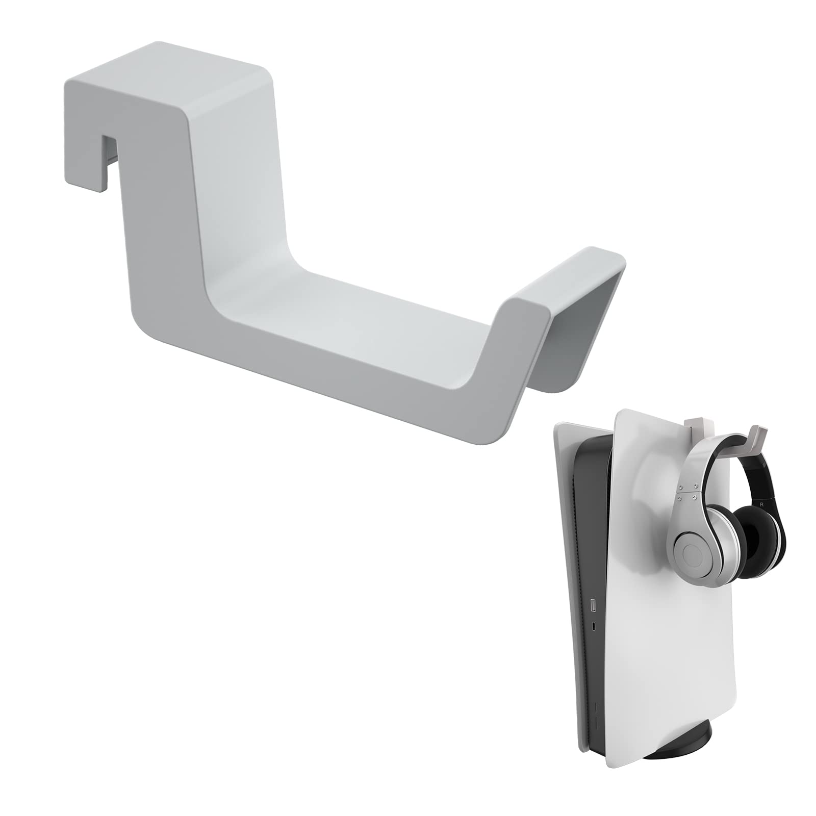 OLYGIVE PS5 Headphone Holder, PS5 Headset Hanger, Compatible with Universal Gaming Headsets - White (1 Pack)