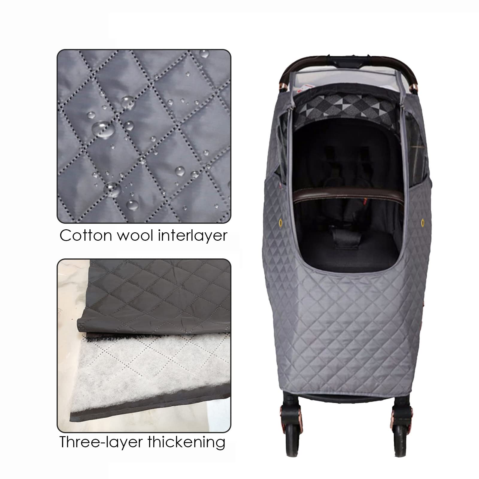 Stroller Rain Cover Universal Warm Quilted Weather Cover Protect from Rain Sun Snow Wind Dust for Baby Stroller Pushchair
