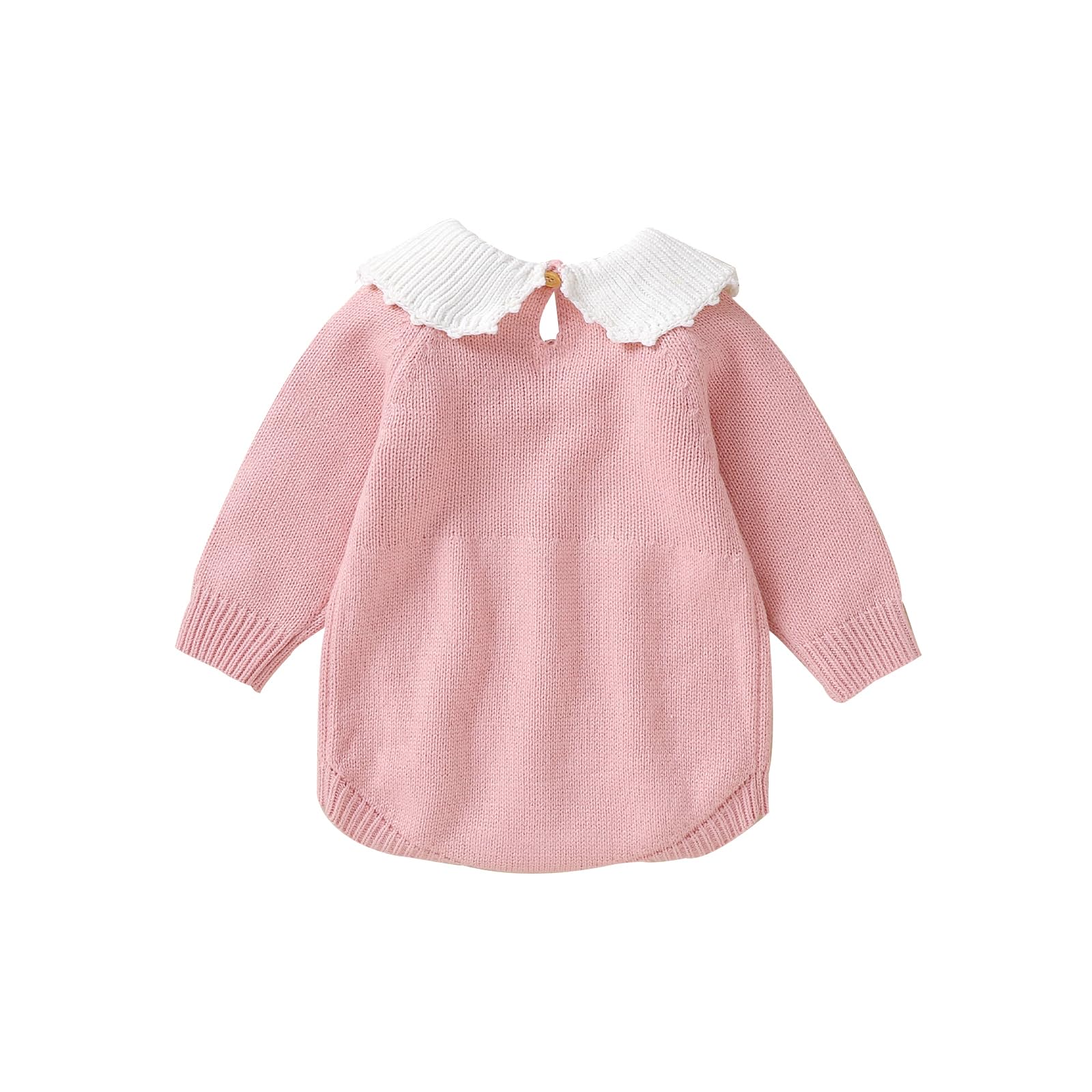 XIXIXIU Baby Cute Sweater Flower Embroidery Warm Knitted Bodysuit For Spring Photography Comfy Romper Clothes Pink 1-3 Months