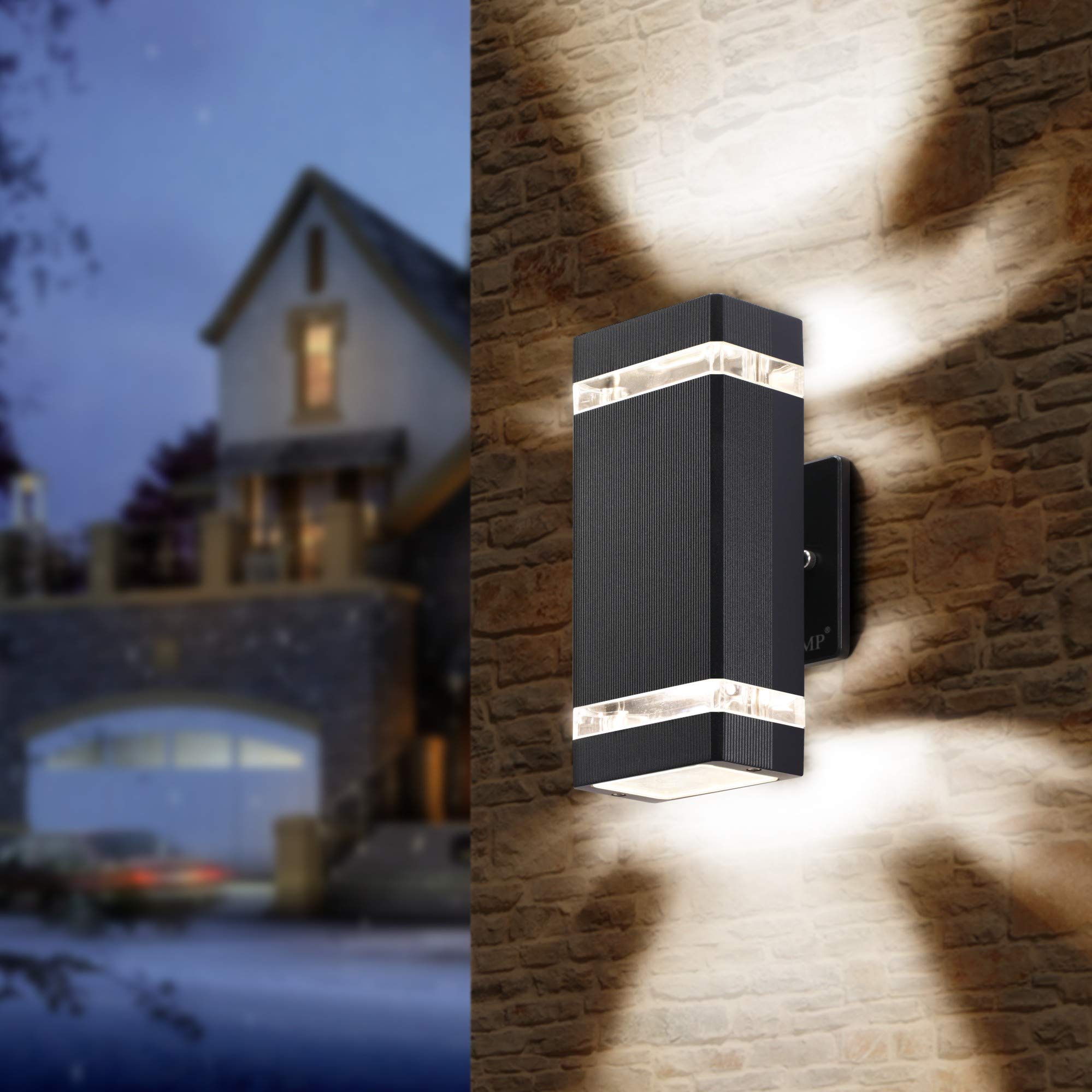 LMP 4 Pack LED Square Up and Down Lights Outdoor Wall Light,Body in Aluminum Waterproof Outdoor Wall Lamps,3000k 5W with Certificate ETL