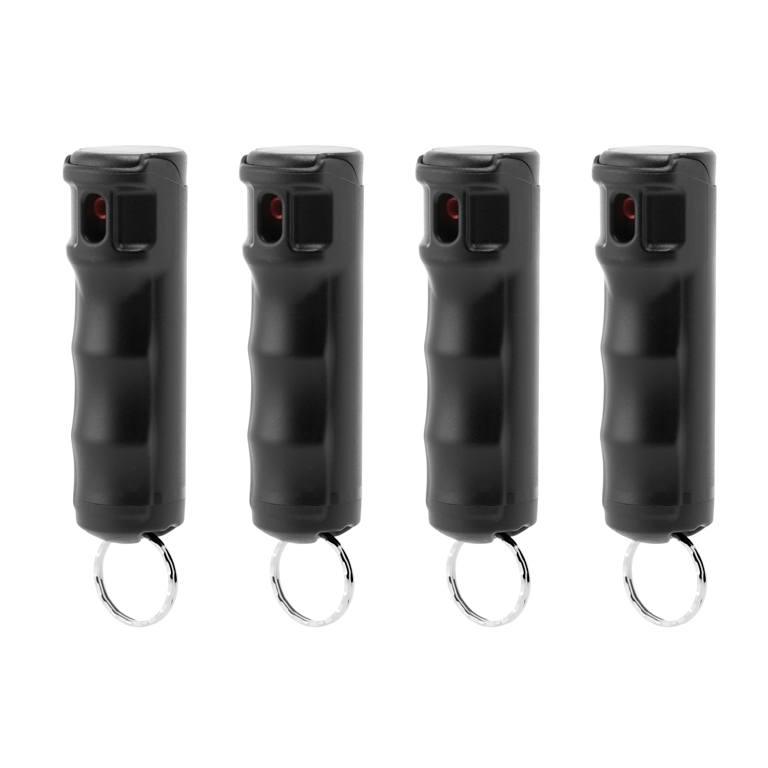Mace Brand Personal Pepper Spray (4 Pack), Accurate 10β Powerful Pepper Spray with Flip Top Safety Cap, Leaves UV Dye on Skin, Great for Self Defense, Black