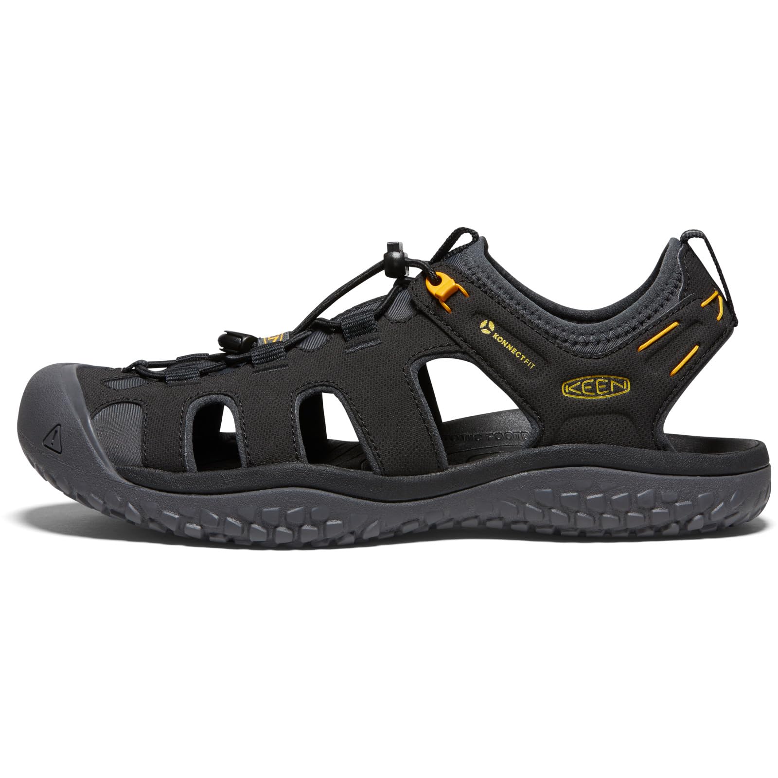 KEEN Men's SOLR High Performance Sport Closed Toe Water Water Shoe, Black/Gold, 9 US