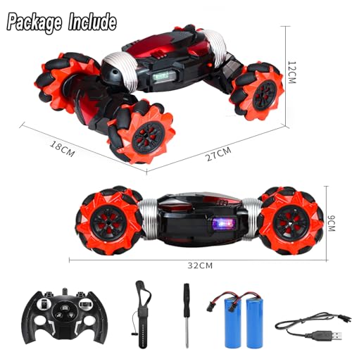 kisportee Gesture Sensing RC Stunt Car with Light & Music, Gesture RC Car, Hand Controlled Remote Control Car, 4WD OffRoad Drift Twist Car, Best Birthday Gift for Boy Kid Age 6 7 8 9 10 11 12 Year Old