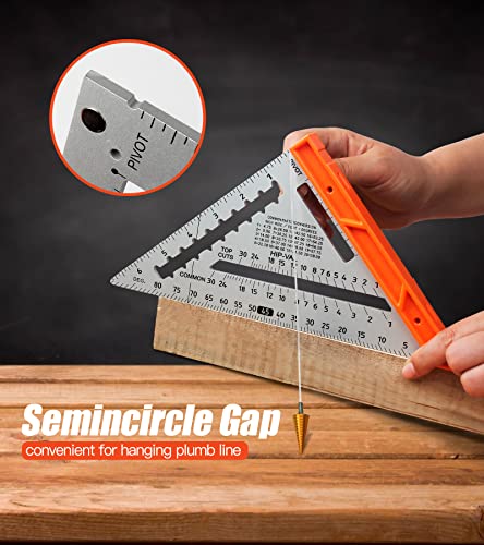 RONGPRO Multifunctional Rafter Square, 7 Inch Triangle Carpenter Square Die-cast Aluminum Alloy, Rafter Square Layout Tool - Aluminum