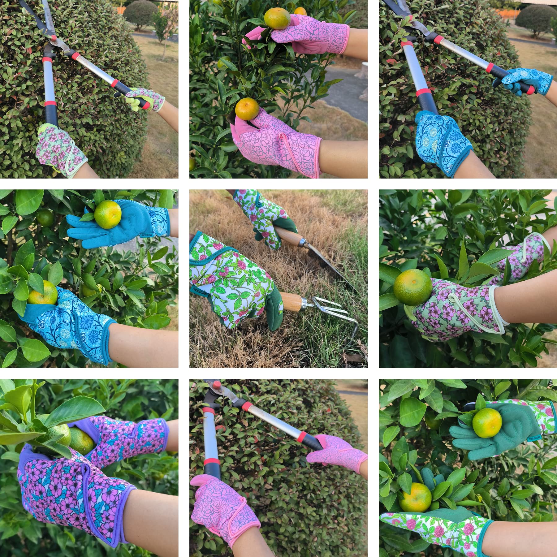 MSUPSAV Gardening Gloves for Gardening,Synthetic Leather Garden Gloves,Work Gloves with Touch Screen,Best Gifts for Women,Green, Medium