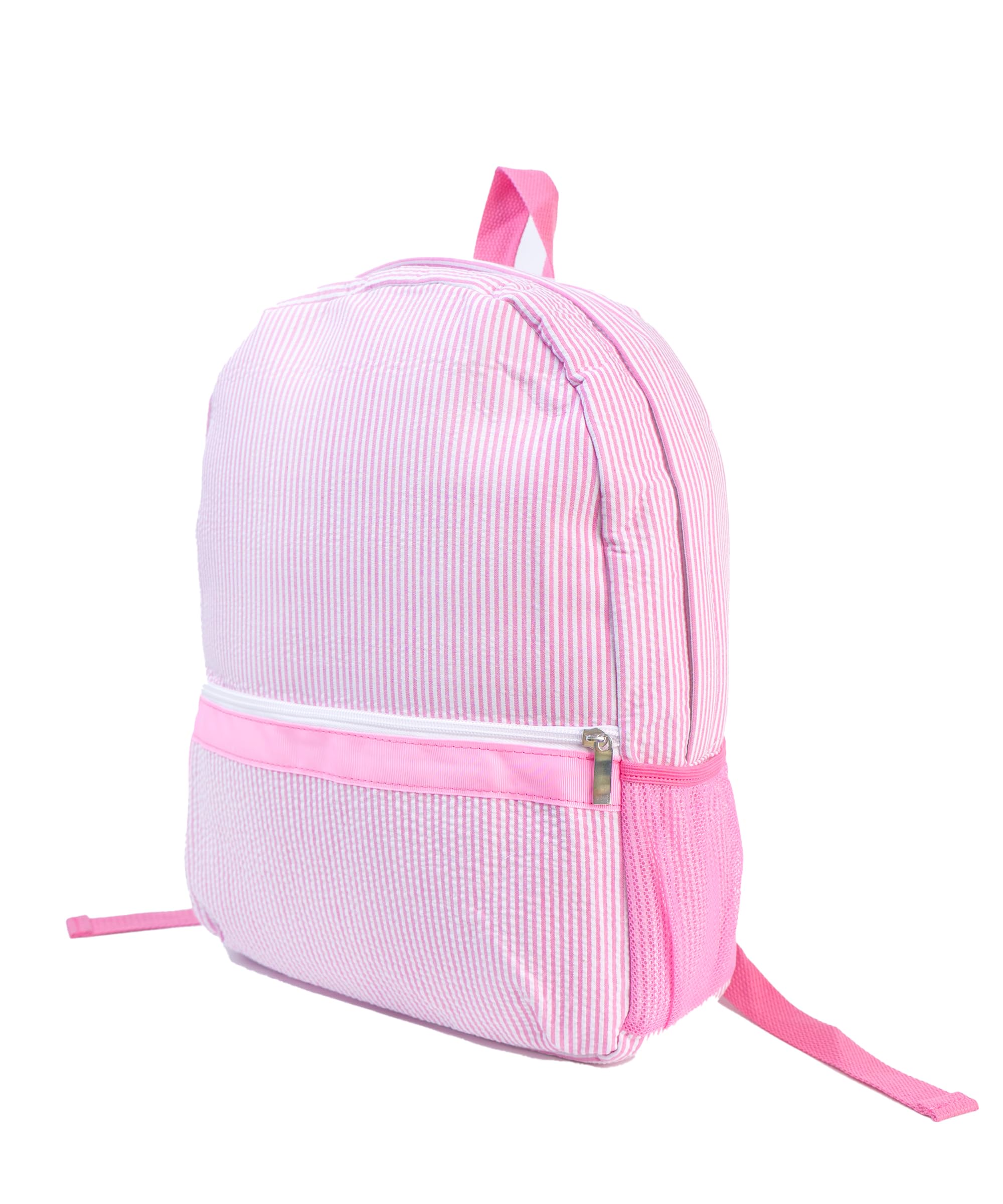 MT WORLD Personalized Toddler Backpack Preschool Backpack Daycare Backpack Child Backpack Preppy Packpacks Kids Bookbags Seersucker Toddler Bookbag(Pink)