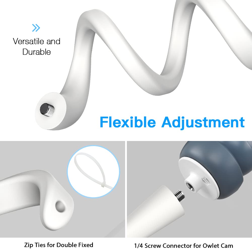 XLTTYWL Owlet Baby Camera Mount with 1/4 Screw Connection Crib Accessories Compatible with Owlet Cam/Cam 2/Duo/Duo 2 and Arlo Cameras(Gooseneck Shape Mount)