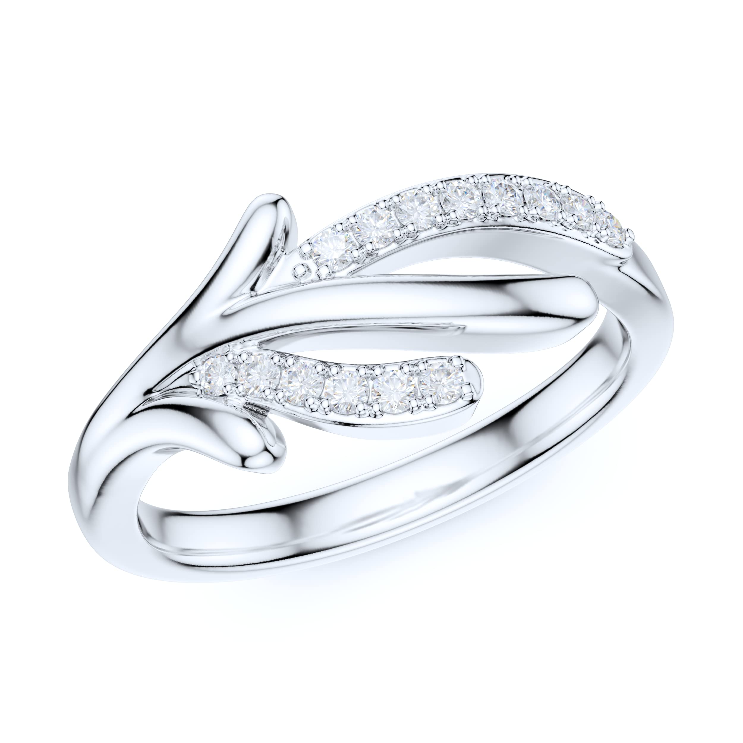 PRSTANI Sterling Silver Simulated Round Brilliant Cut Diamond Deer Reindeer Antler Style Promise Ring For Women (7)