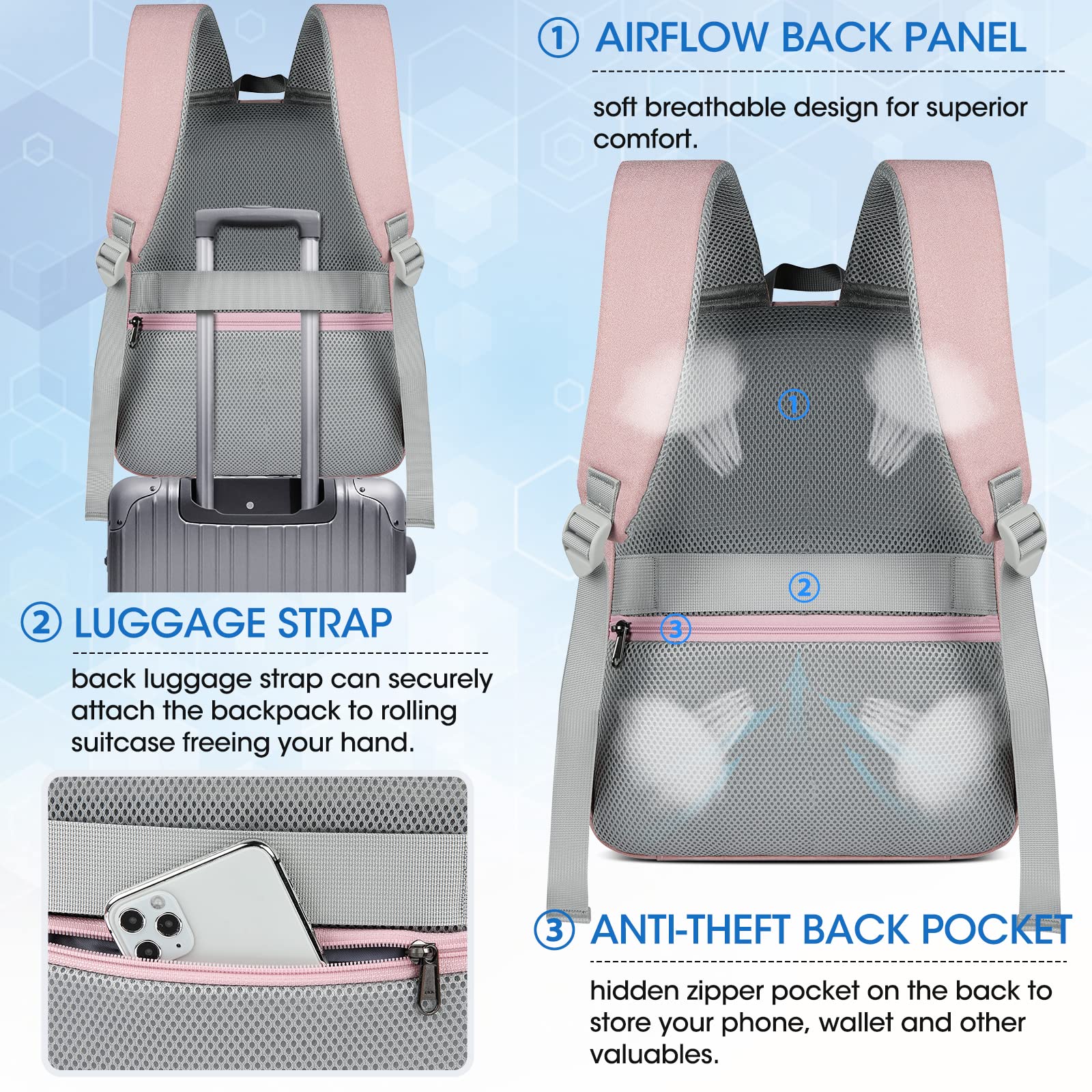 Lubardy Camera Bag Professional DSLR SLR Mirrorless Camera Backpack 14 Inch Waterproof Laptop Backpack Anti-Theft Camera Case with Rain Cover Large Capacity Photography Backpack for Men Women, Pink