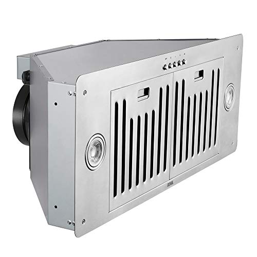 KOBE INX2730SQB-700-2 Brillia 30-inch Built-in/ Insert Range Hood, 3-Speed, 550 CFM, LED Lights, Baffle Filters, Stainless Steel