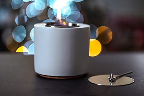 MTAPF® Tabletop Firepit Indoor/Outdoor Table Top Fire Pit with Skewers Smokeless Tabletop Fireplace Bio Ethanol Fuel Real Flame for Balcony, Smores, Includes 2nd Wick(4.6x4.6, White)