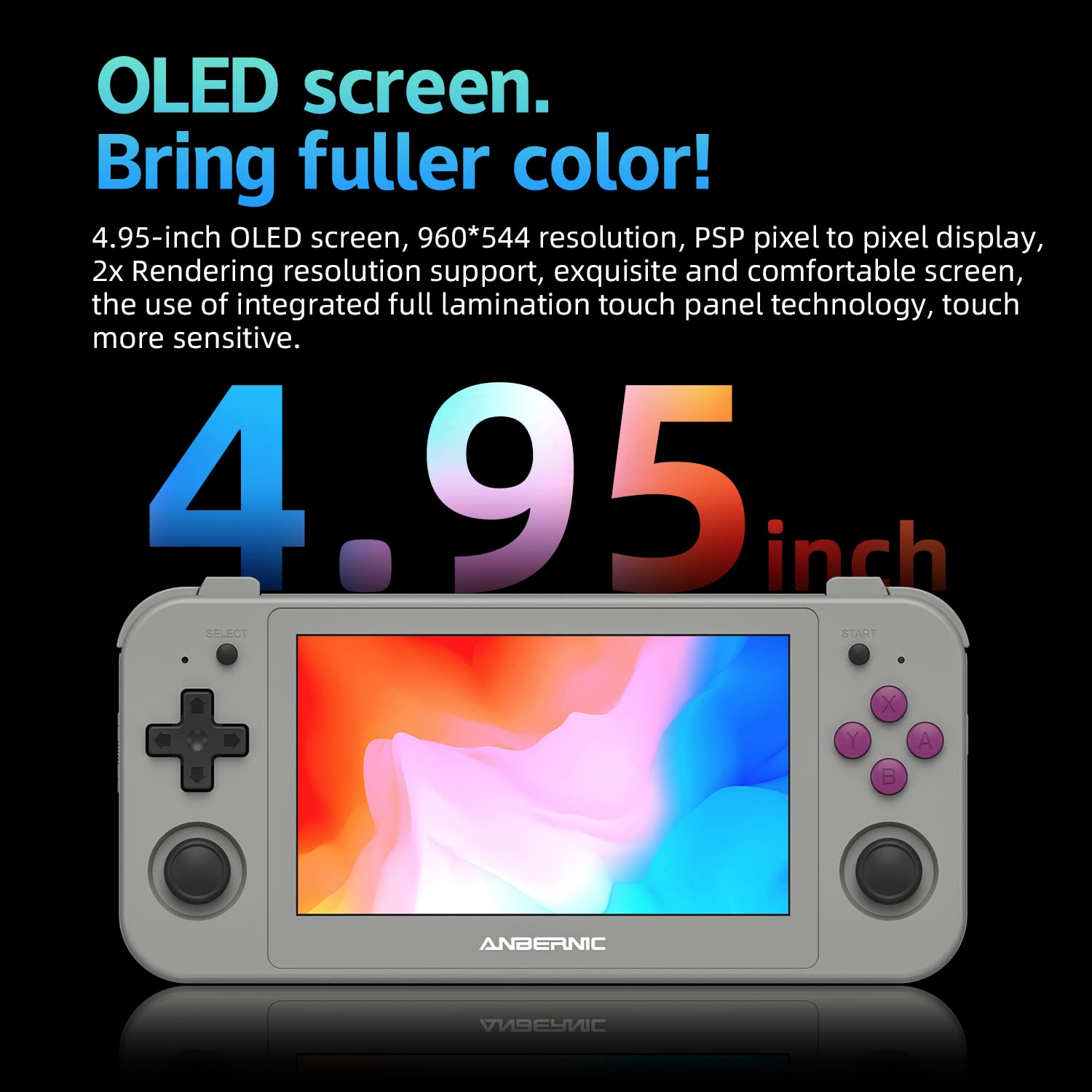RG505 Handheld Game Console Android 12 Unisoc Tiger T618, 5G WiFi 4.2 Bluetooth 4.95-inch OLED Touch Screen 128G TF Card 3172 Classic Games (RG505-Gray)