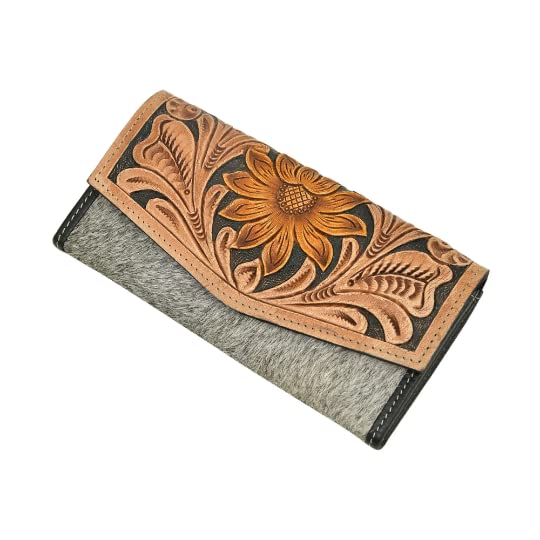 RAHMAN BAG Hair On Leather Tooling Hand Clutch for Women | Multicolor Hand Bag