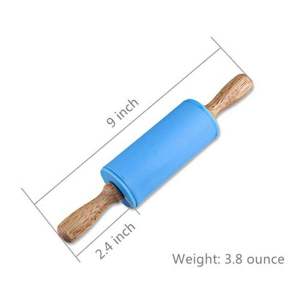 Small Rolling Pin for Kids Child, Wooden Handle Rolling Pin Non-Stick Silicone Rolling Pin, Rodillo de Cocina Rodillos Para Reposteria Fondant, Rodillos Para Masa.